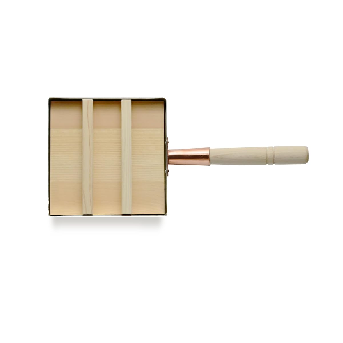 TIKUSAN Japanese Tamagoyaki Pan Omelets Copper Pan with Wooden Lid Made in Japan Square Frying Pan for Eggs 7.1 inch (18×18 cm)