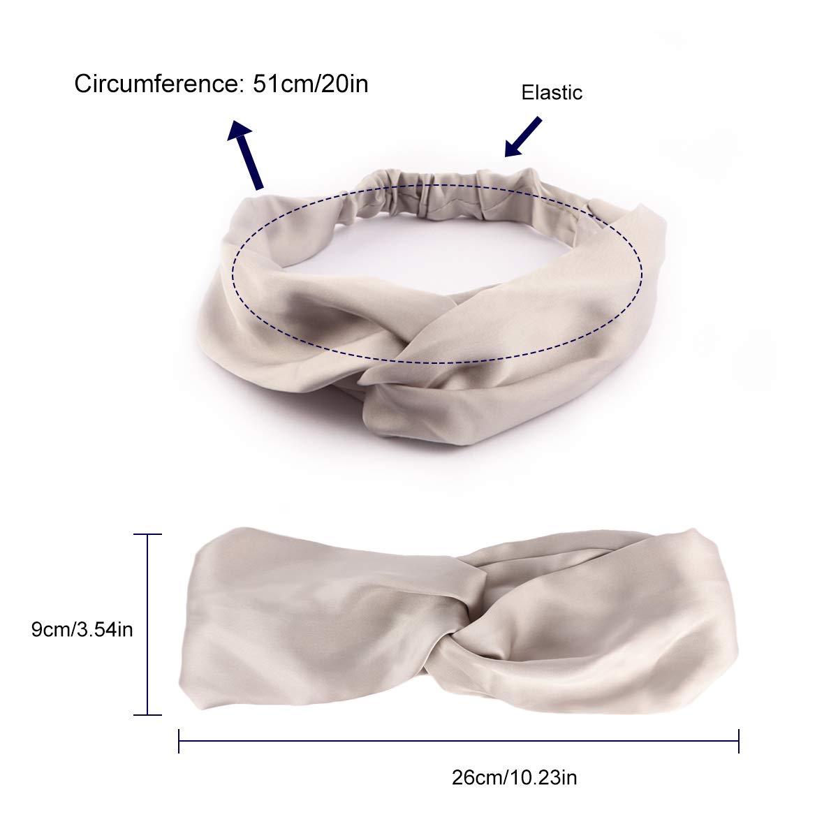 driew Satin Headband, Silk Headbands for Women Pack of 5