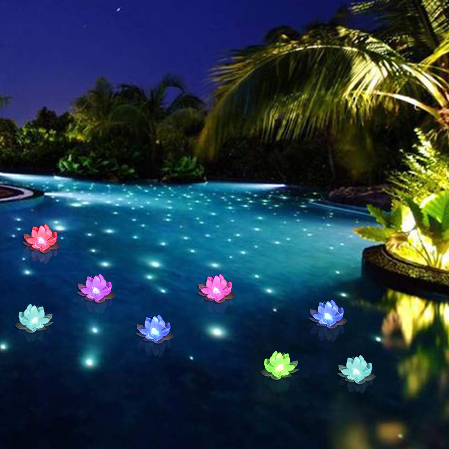 LOGUIDE Floating Pool Lights,LED Lotus Flower Lights,Battery multicolor Lamp Fun Pool Accessories for Pool At Night-Pond Outdoor MultiColor Pool Candles,Swimming Christmas Decorations-6Pcs (Butterfly)