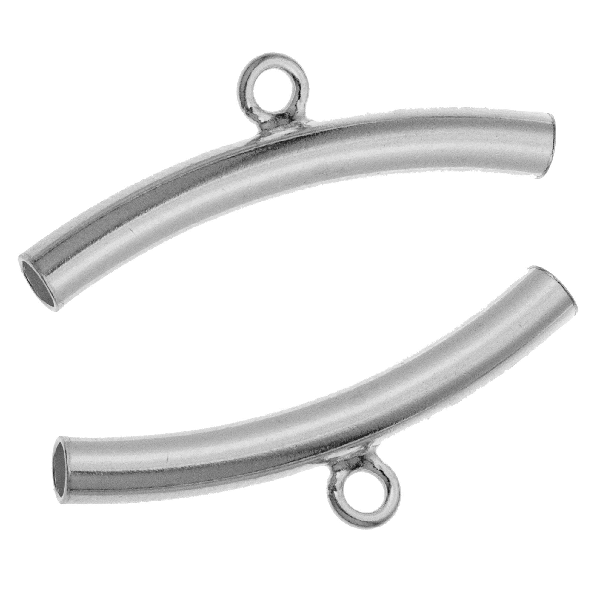 Dreambell 2 pcs .925 Sterling Silver Curved Tube Bead Pendant Bail Link Slider Connector 25mm / Findings/Bright