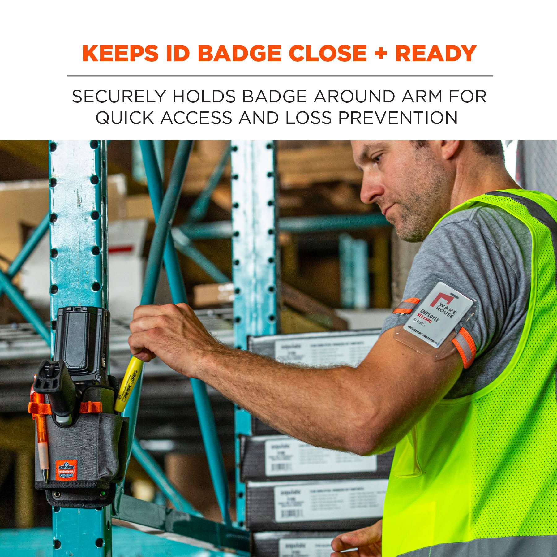 Ergodyne - 19951 Squids 3386HV High Visibility Arm Band ID/Badge Holder Hi-vis Orange