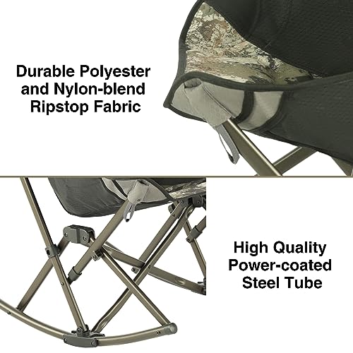 TIMBER RIDGE Portable Rocking Camping Adults Patio Rocker Chair Foldable for Lawn, Yard, Indoor, Support up to 300 lbs, Carry Bag Included, Camo