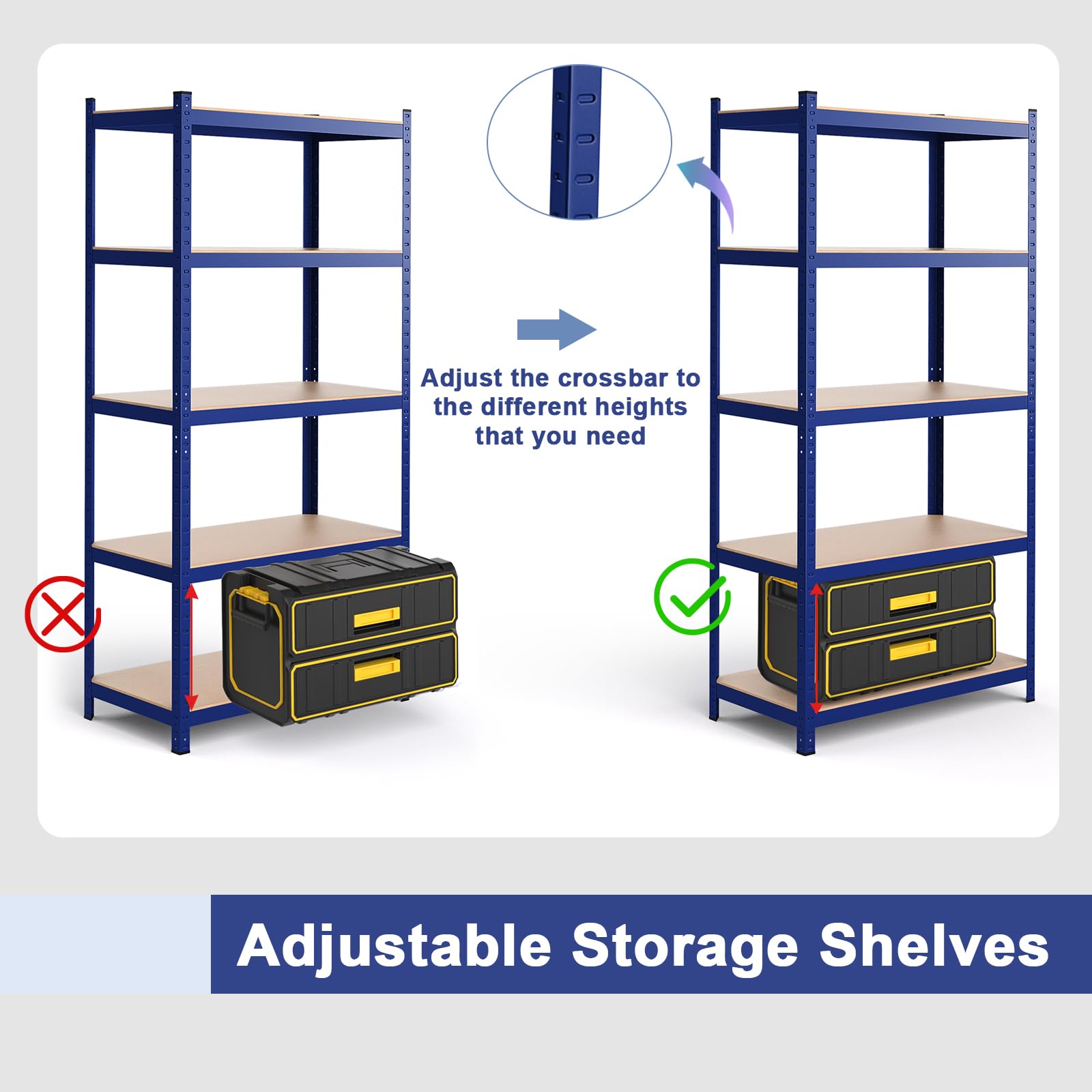 ERGOMASTER Garage Storage Shelves 5-Tier Garage Shelving Unit 2920LBS Heavy Duty Shelving Adjustable Boltless Organizer Rack for Garage Warehouse Pantry Office 108" W x 18" D x 72" H(Blue,3Pack)