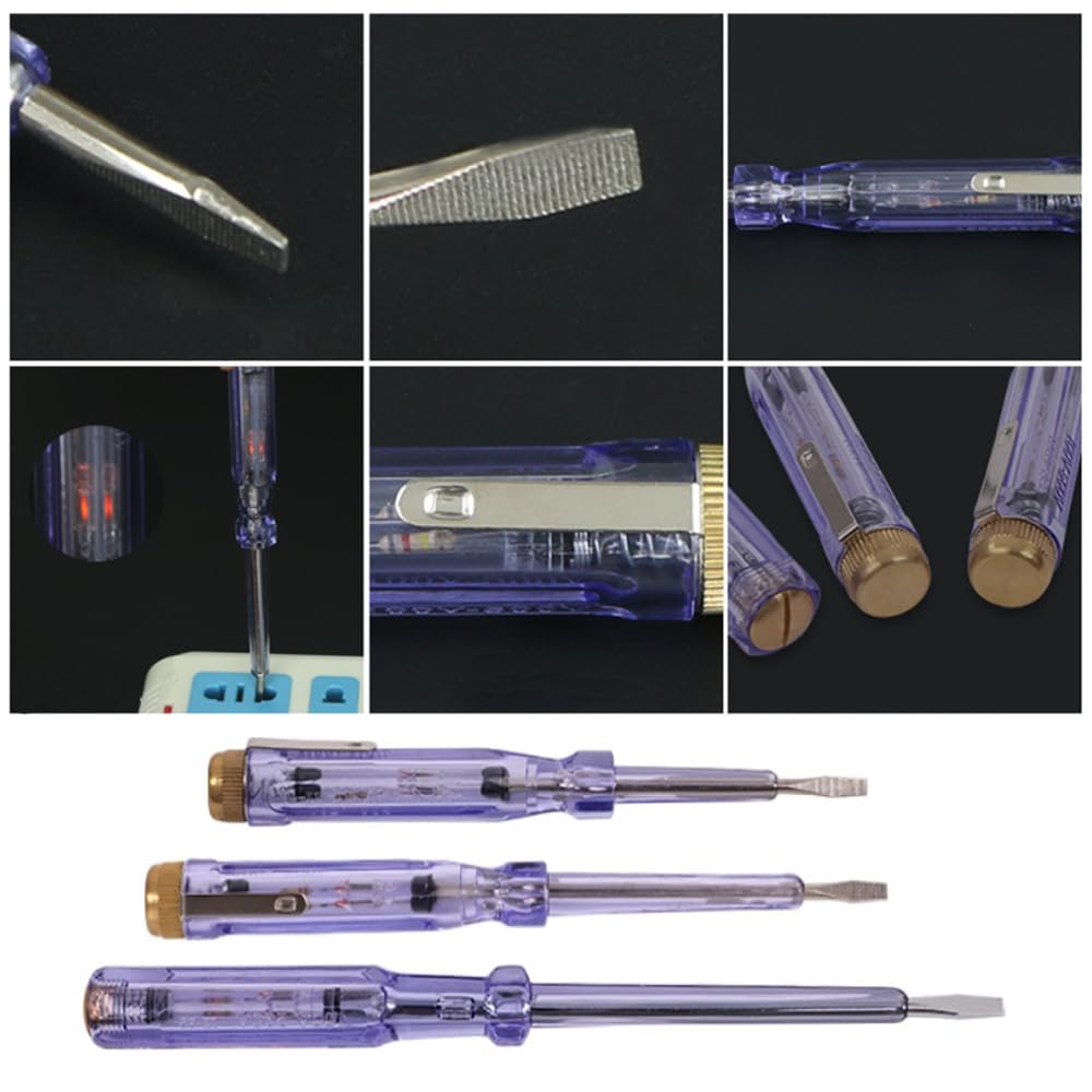 K-SPEED Mains Tester, 3PCS AC 100-500V Electric Tester Pen Electrical Circuit Tester Light Voltage Detector Screwdriver Electric Pen