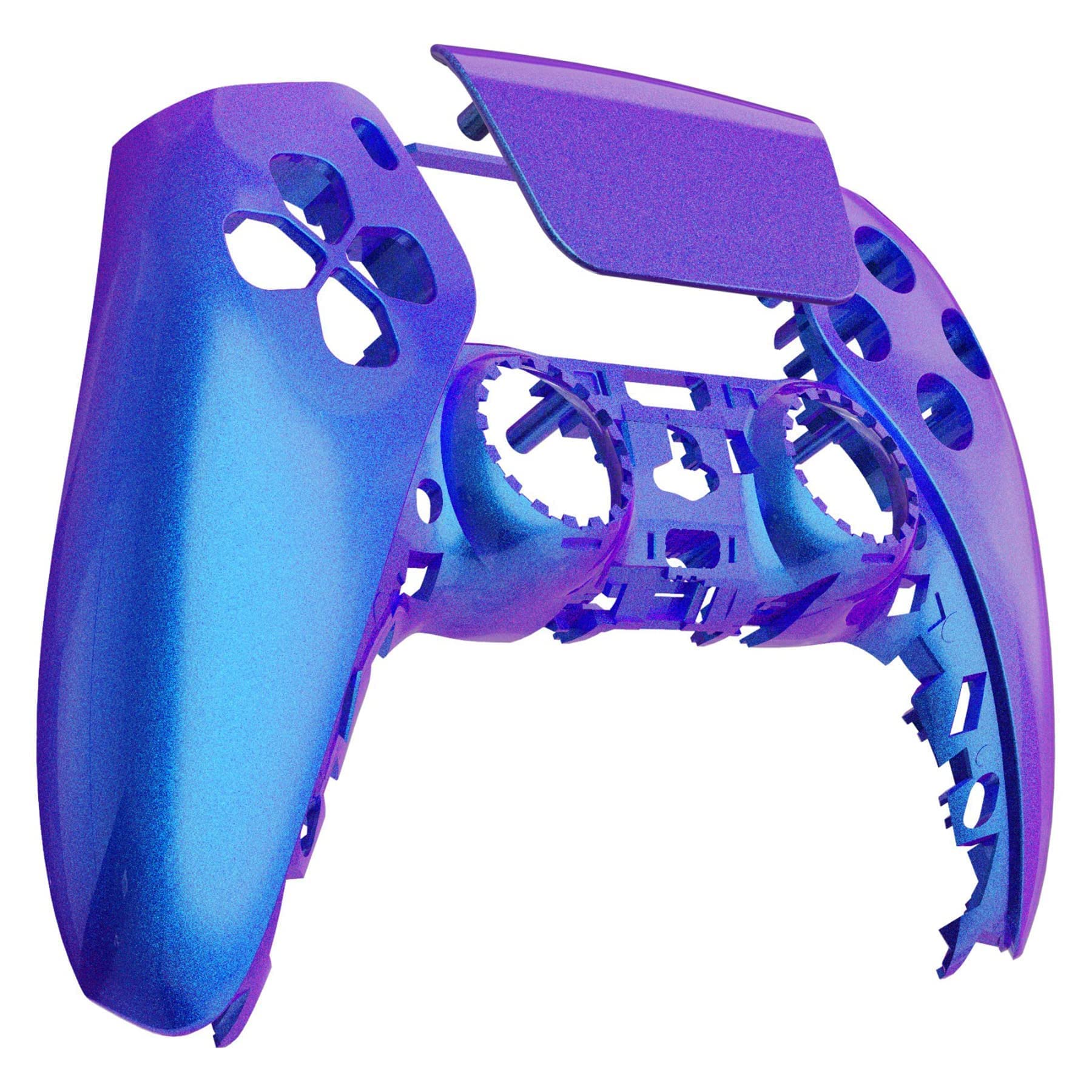 eXtremeRate Chameleon Purple Blue Glossy Touchpad Front Housing Shell Compatible with Controller, DIY Replacement Shell Custom Touch Pad Cover Faceplate Compatible with Controller