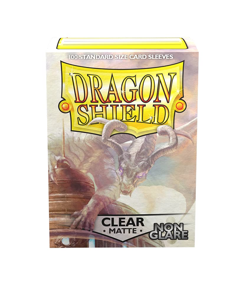 Dragon Shield Standard Size Sleeves – Matte Clear Non-Glare 100CT - Card Sleeves are Smooth & Tough - Compatible with Pokemon, Yugioh, & Magic The Gathering Card Sleeves – MTG, TCG, OCG, (ART11801)