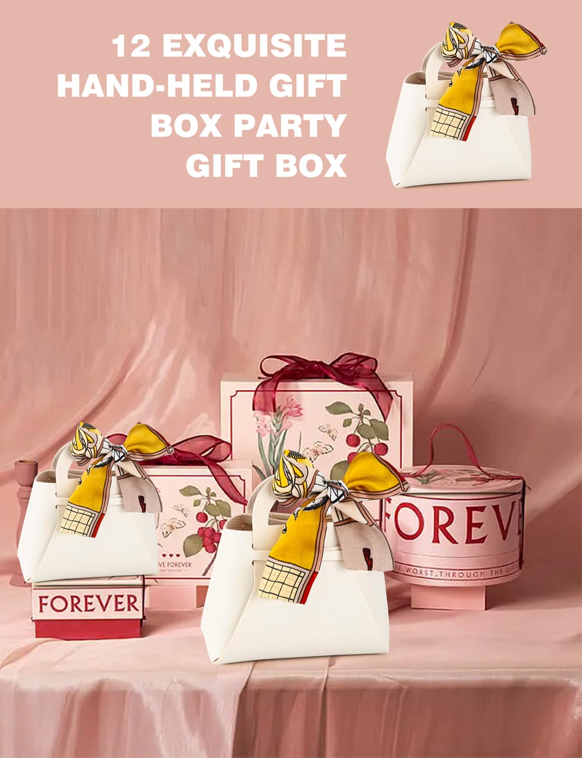 NOWDER 12 Pack Leather Wedding Candy Gift Bags with Handle Reusable Party Favor Boxes for Baby Showers Birthday Christmas Halloween (Beige)