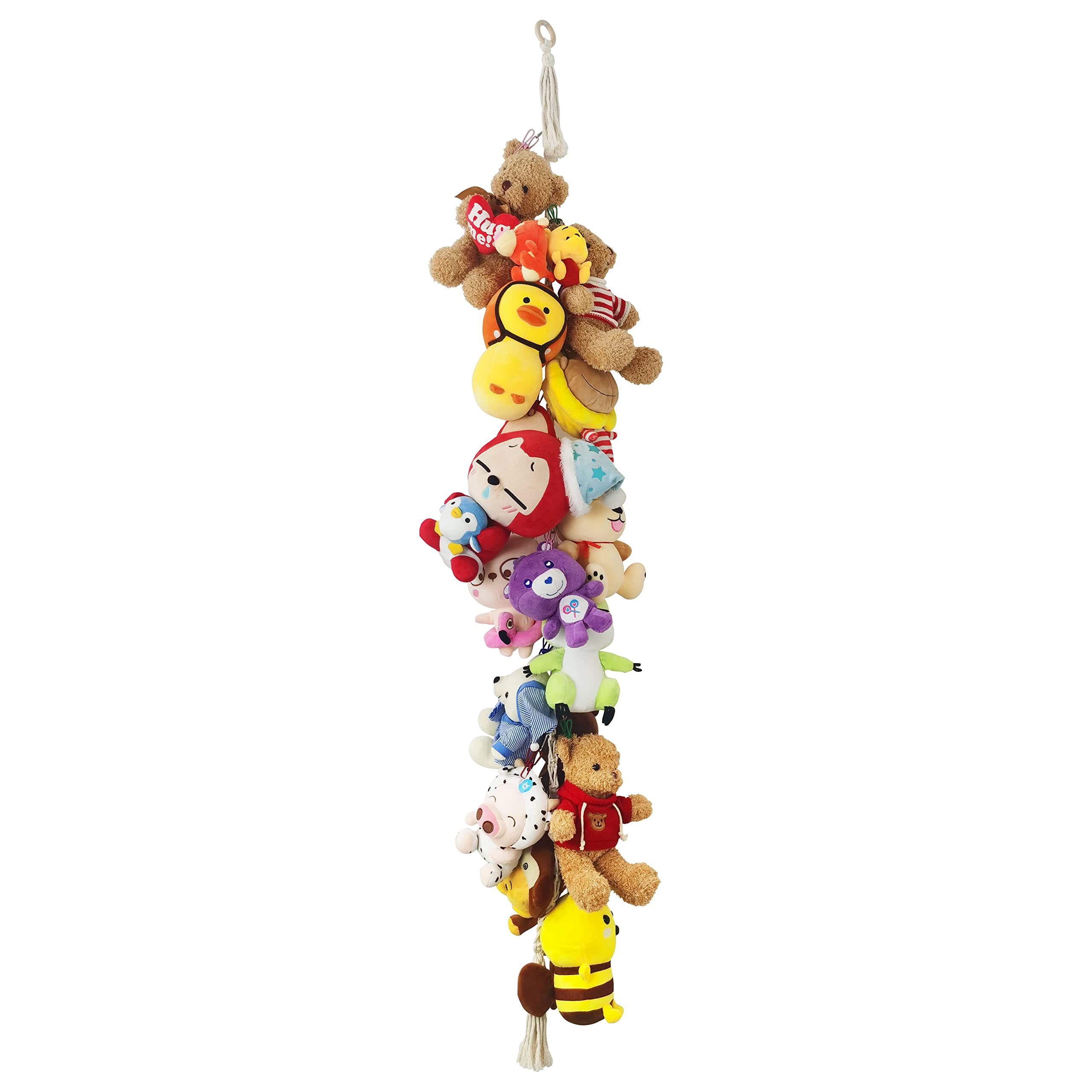 Stuffed Animal Net Hammock & Toy Chain, Toy Storage Hanging Organizer for Kids Bedroom, Playroom, Nursery Room, Corner Plush Toys Net Holder Boho Decor