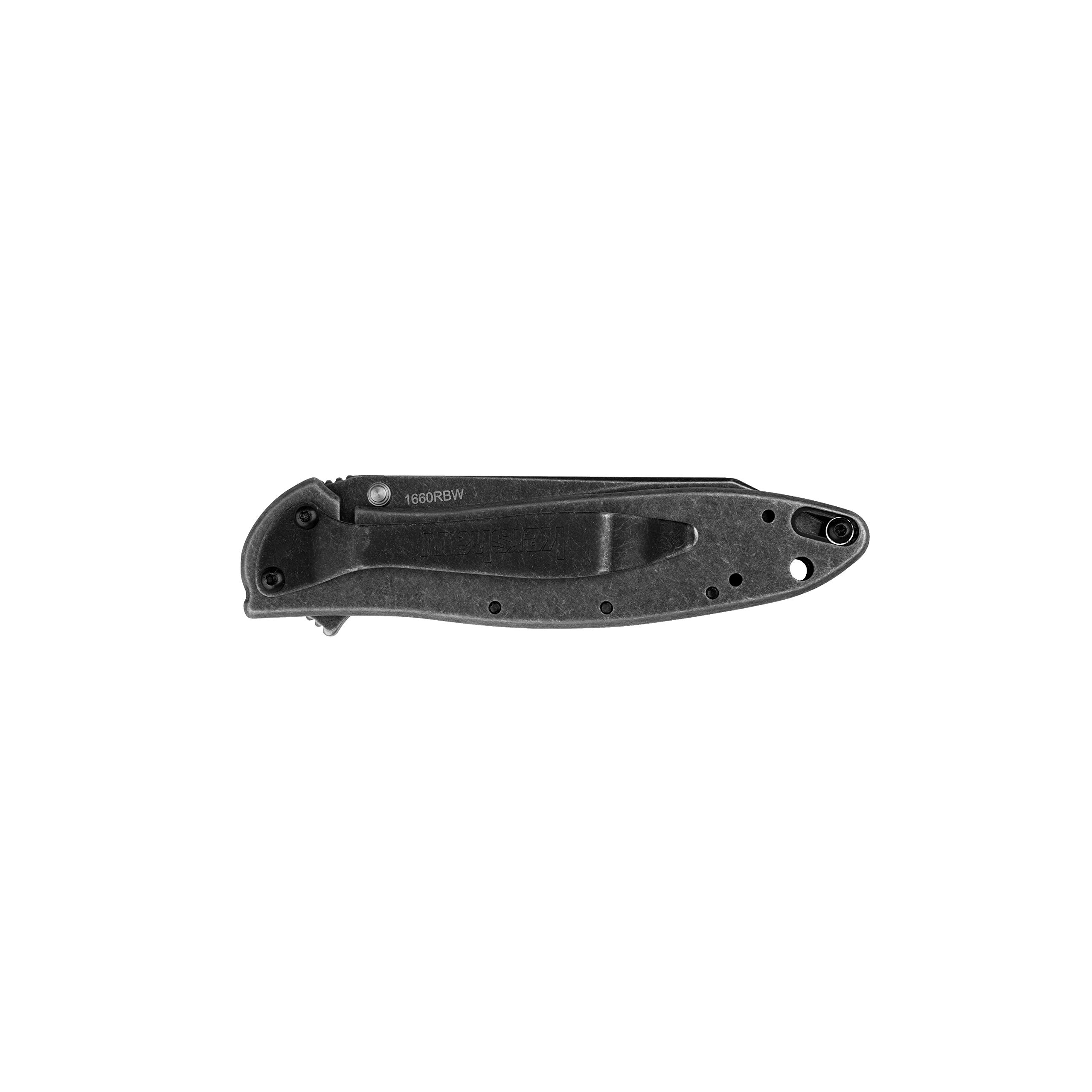 Kershaw Random Leek, Blackwash, 3 inch Sandvik 14C28N Stainless Steel Blade, SpeedSafe Opening, Reverse Tanto, 1660RBW