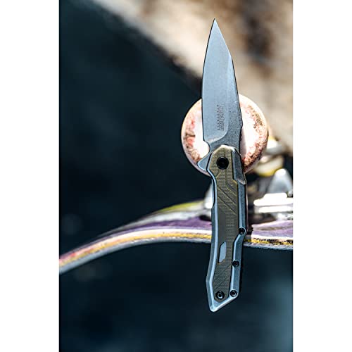 Kershaw Salvage Pocket Knife, Assisted Opening with 2.9 inch Reverse Tanto Blade, Stainless Steel, Deep Carry Pocketclip,Green