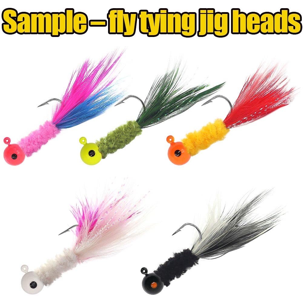 Fly-Tying-Jig-Heads Jig-Tying-Materials DIY Crappie Trout Flies (1/124 oz-50 Pack)