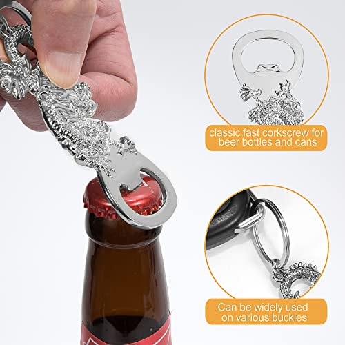 Keychain Beer Bottle Opener, Metal Dragon Shape Opener with Key Ring Chains Easy to Carry, Creative Gift APAPKPAR (silver)