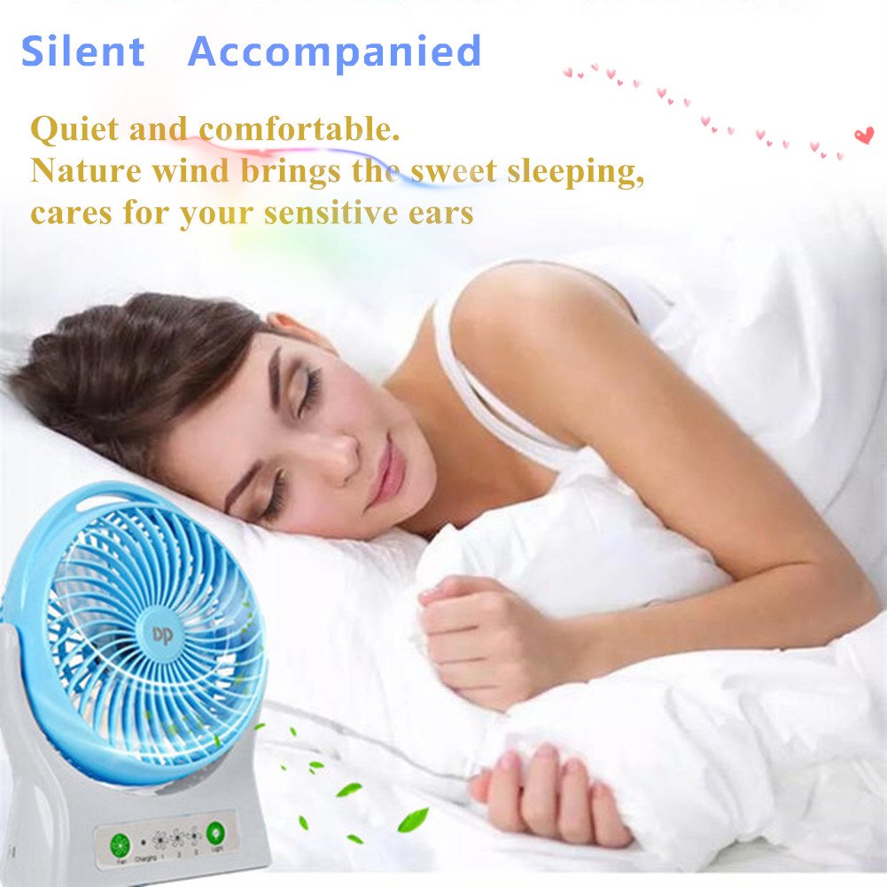 ZUKULIFE Portable USB Powered Personal Desk fan Strong Airflow Cooling fan for Cooling for Travel, Home Kitchen and Office, 3 Speeds with Side Light (Blue)