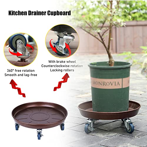 MYBAQ,Plant Dolly,Plant Caddy,Plant Roller Base,Plant Caddy with Wheels Heavy Duty,Plant Caddy with Wheels,Planter Mover, Round Plant Roller Base for Vertical Planting Troughs,Plant Pots,Trash Cans.