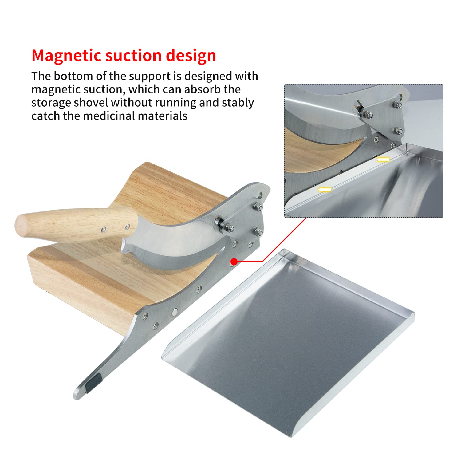 huyear Manual Chinese Medicine Slicer Stainless Steel Herb Medicine Slicer, Adjustable Thickness Herb Cutter with Tray Sharpener for Panax Quinquefolius Beef Jerky Dried Vegetable Nougat