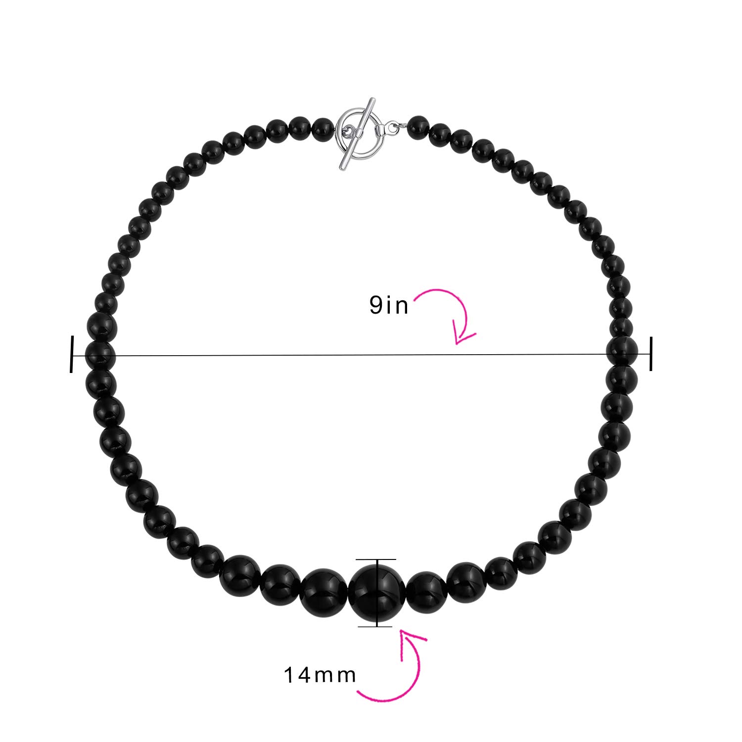 Elegant Simple Graduated Round Bead Ball Basic Strand Necklace Western Jewelry For Women Silver Plated Clasp 16-18 Inches