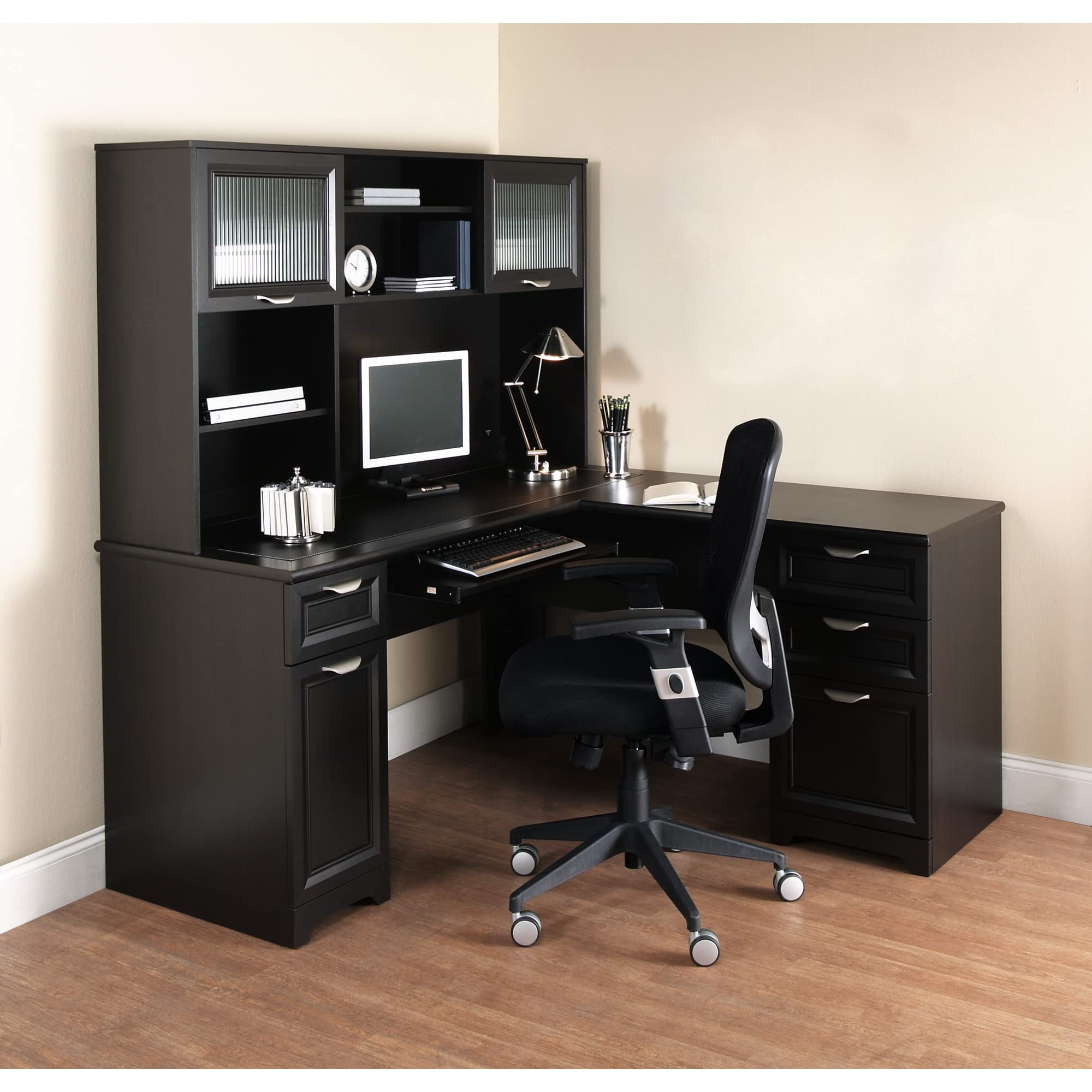 Realspace® Magellan 59"W L-Shape Corner Computer Desk, Espresso