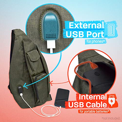 Nupouch Rucksack Pickleball Bag, Anti-Theft Crossbody Sling, USB Charging Connector Port, Backpack, Soho Collection Black