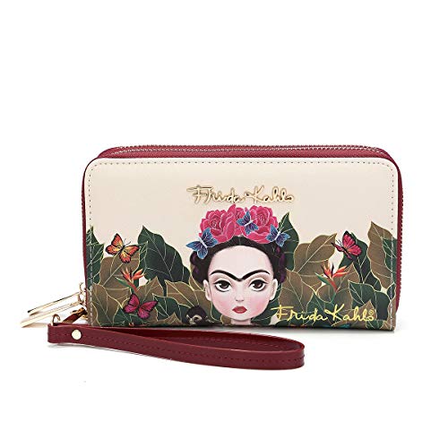 Frida Kahlo Cartoon Licensed Cute Backpack and Wallet Set (Red)