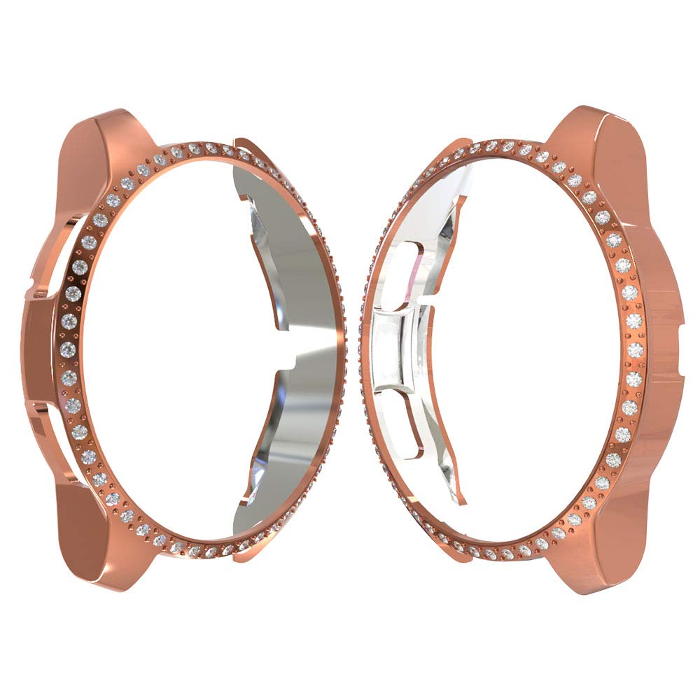 ECSEM Bling Case Compatible with Samsung Galaxy Watch 42MM Case Cover PC Plating Protective Frame Protective Case with Rhinestone Diamond for Galaxy Watch 42mm Smartwatch (5Pack)