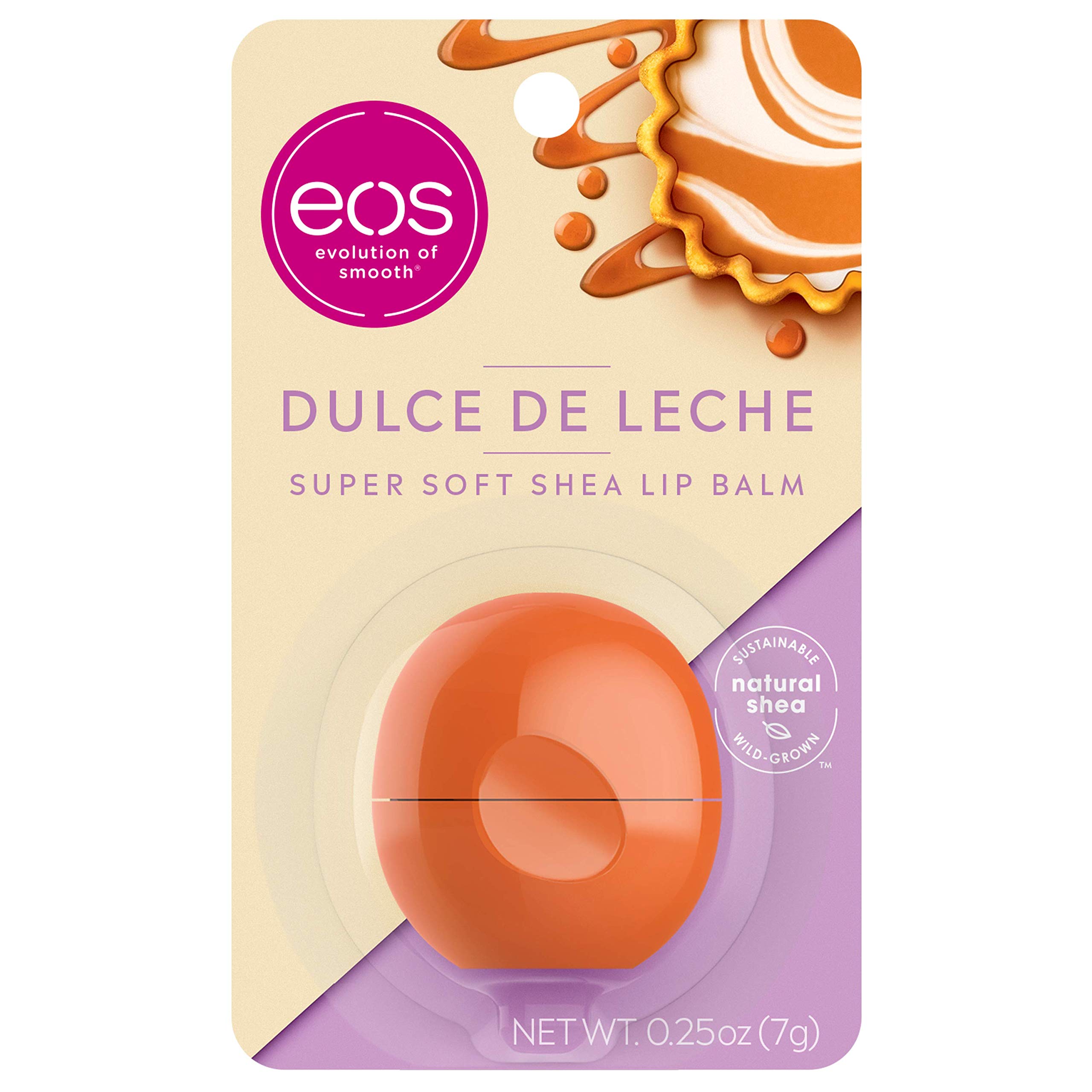 eos Super Soft Shea Sphere Lip Balm - Dulce De Leche | Deeply Hydrates and Seals in Moisture | Sustainably-Sourced Ingredients | 0.25 oz