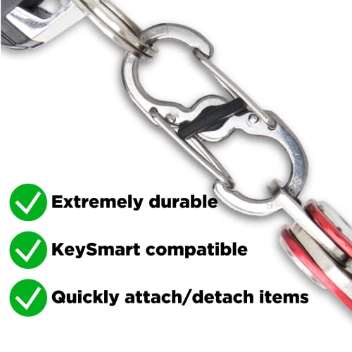 KeySmart Compact Key Holder Add-on Accessory - Stainless Steel Loop Piece Bundle with Bottle Opener and Stainless Steel Quick Disconnect Clip