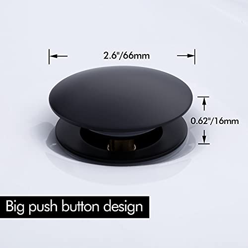 KES Bathroom Sink Drain Without Overflow Sink Drain Stopper Matt Black Pop Up Drain, All Metal Rustproof Brass and 304 Stainless Steel, S2008D-BK