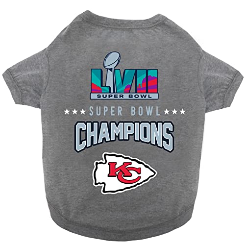NFL 2023 Super Bowl LVII Championship Kansas City Chiefs Pet Tee Shirt, Durable Sporty Pet Tee, Small. *Limited Edition NFL Champ Dog T-Shirt. Licensed NFL Football Winning Shirt for Dogs & Cats