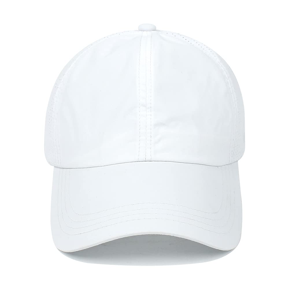 FASHIXD Ponytail Baseball Cap for Women Mesh Quick Dry Baseball Hat with Ponytail Hole (White)