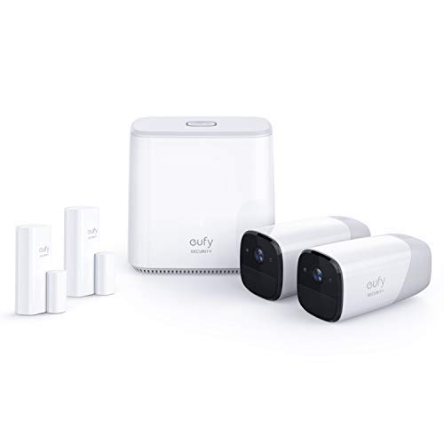 eufyCam 1080p Wireless Home Security Camera System with 365-Day Battery, Wireless 2-Camera Kit, Rechargeable, Night Vision, IP67 Weatherproof and 2 Additional Sensors (Renewed)