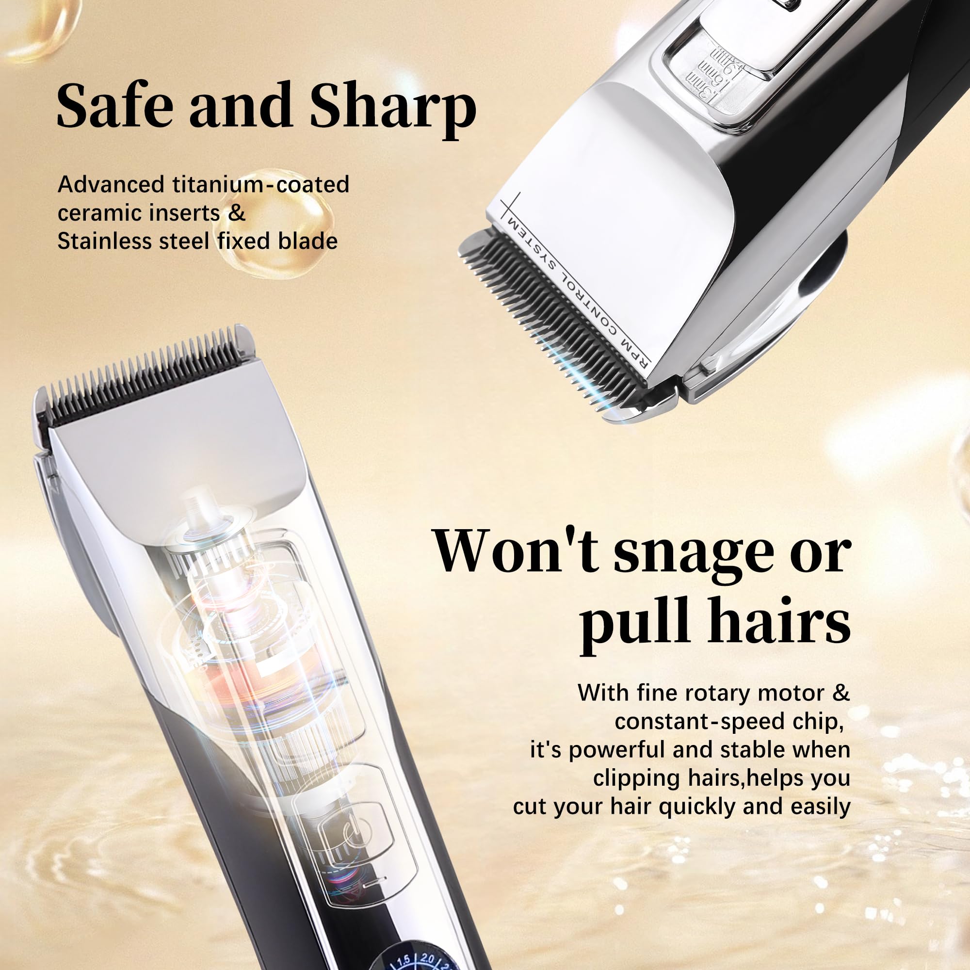 VAGARY VG-5817 Hair Clippers for Men Professional, Titanium-Coated Ceramic Blade Cordless Trimmer Men Cutting Kit Barbers Haircut Electric Grooming Machine