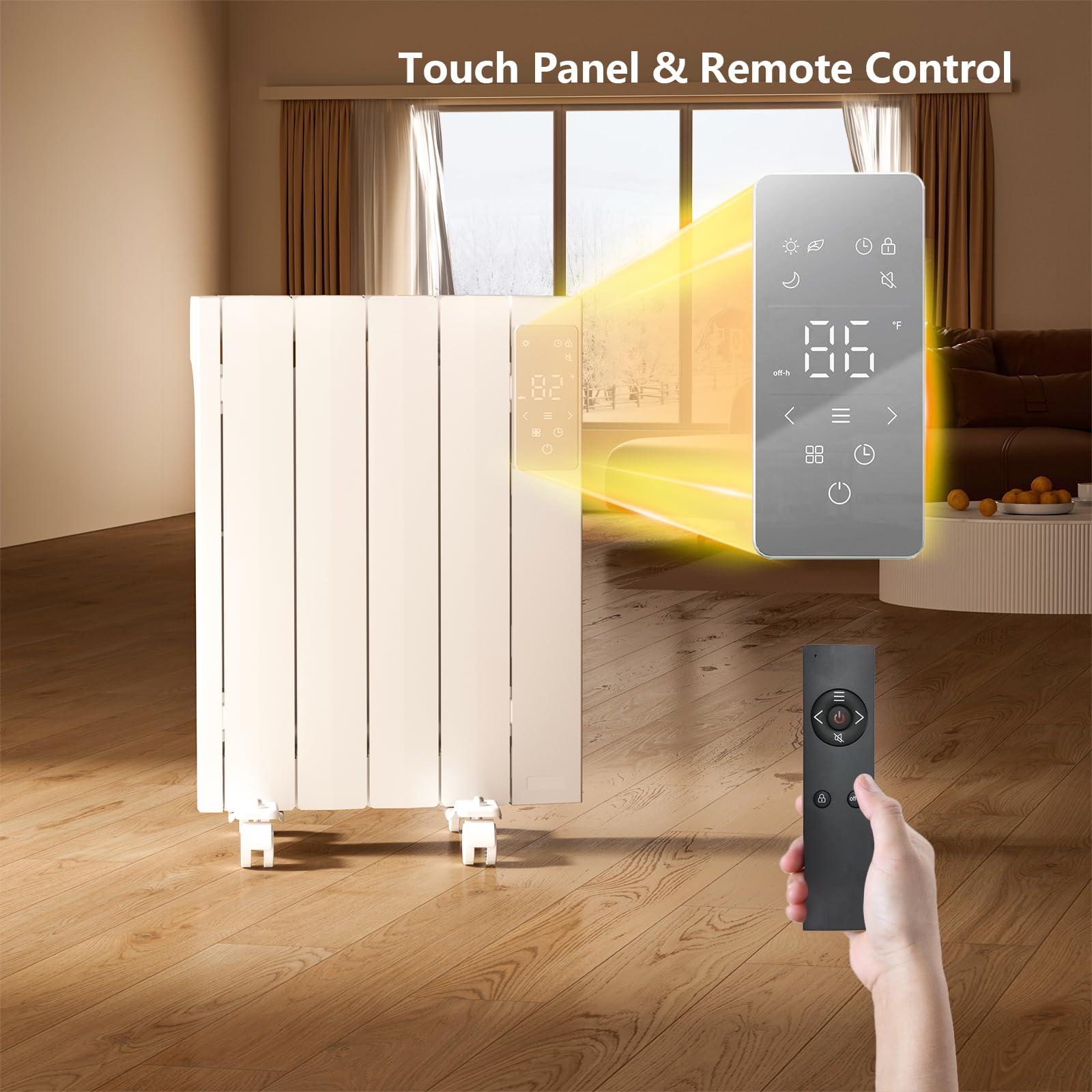 Lueptexx 800w Convection Heater-Wall Panel Heater-Electric Heater for Indoor Use, Quiet Fan-less Design, Energy Efficient Heating with Remote Control, 24h Timer, Child Lock