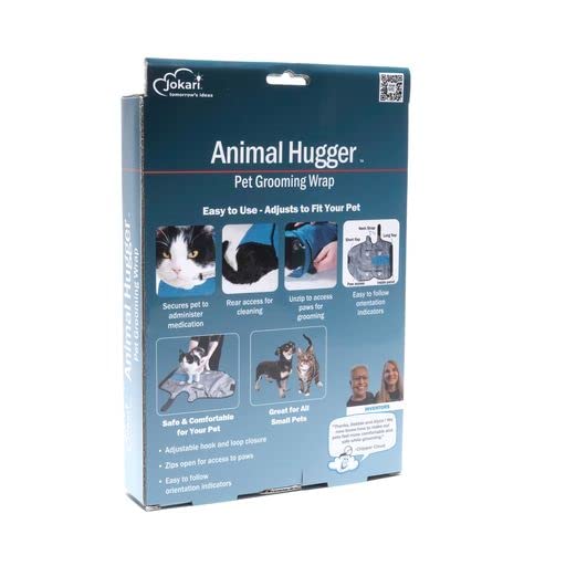 Jokari Animal Hugger Wrap Bag Carrier to Groom Cats, Pets, and Small Dogs or Kittens. Clip Nails, Brush Fur or Hair, Hold Furry Friends Snug and Safe. Great Grooming Restraint Kit for Pets or Groomers