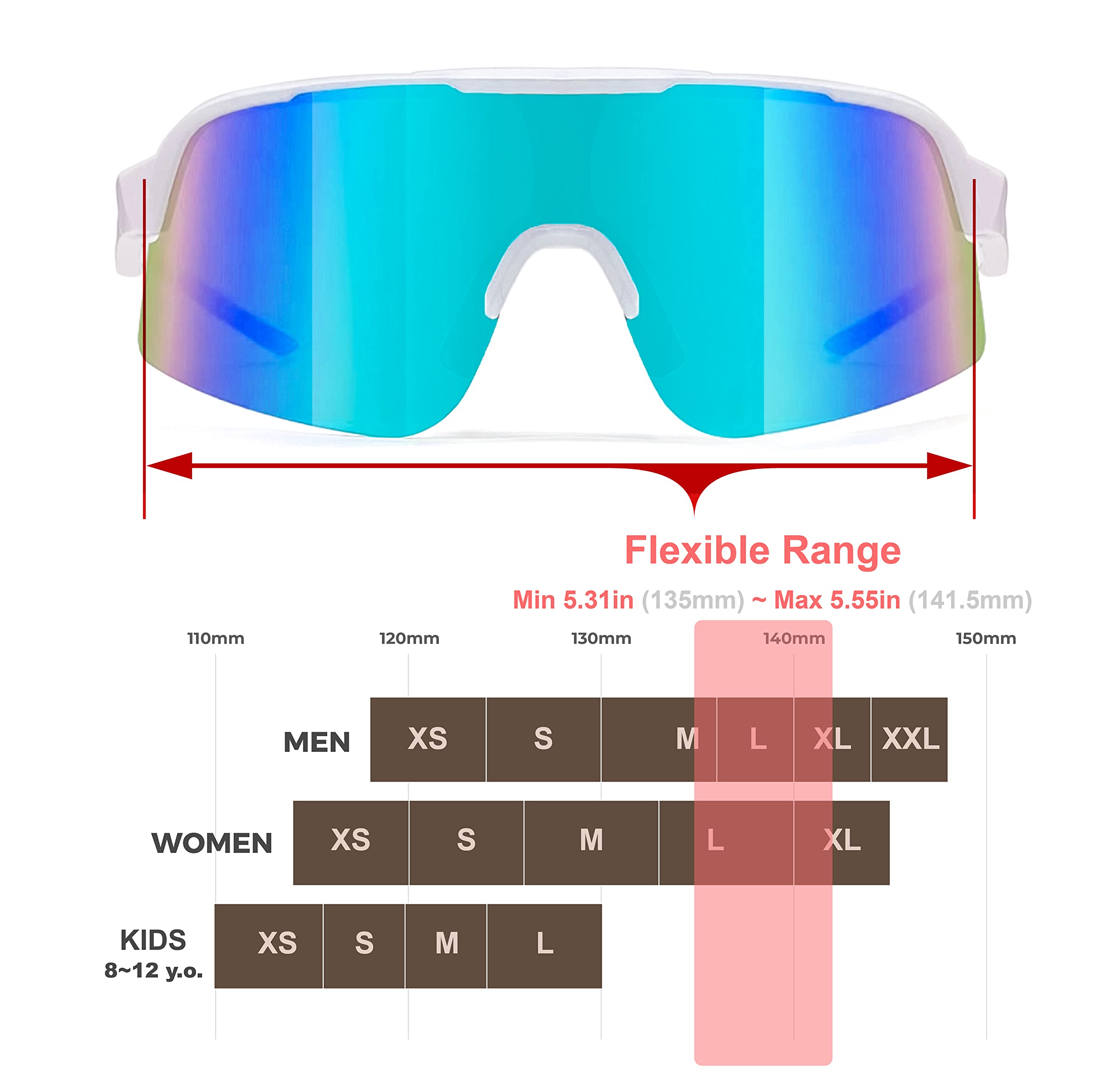 EAZYRUN ER00 Medium to Large blue Polarized shield sports sunglasses for men, 100% baseball ski biking cycling running beach volleyball