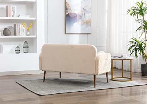 Nigwedete 55'' W Loveseat Sofa, Accent Sofa with Metal Feet, Modern Upholstered Sofa Couch for Small Living Room, Apartment and Small Space, Beige
