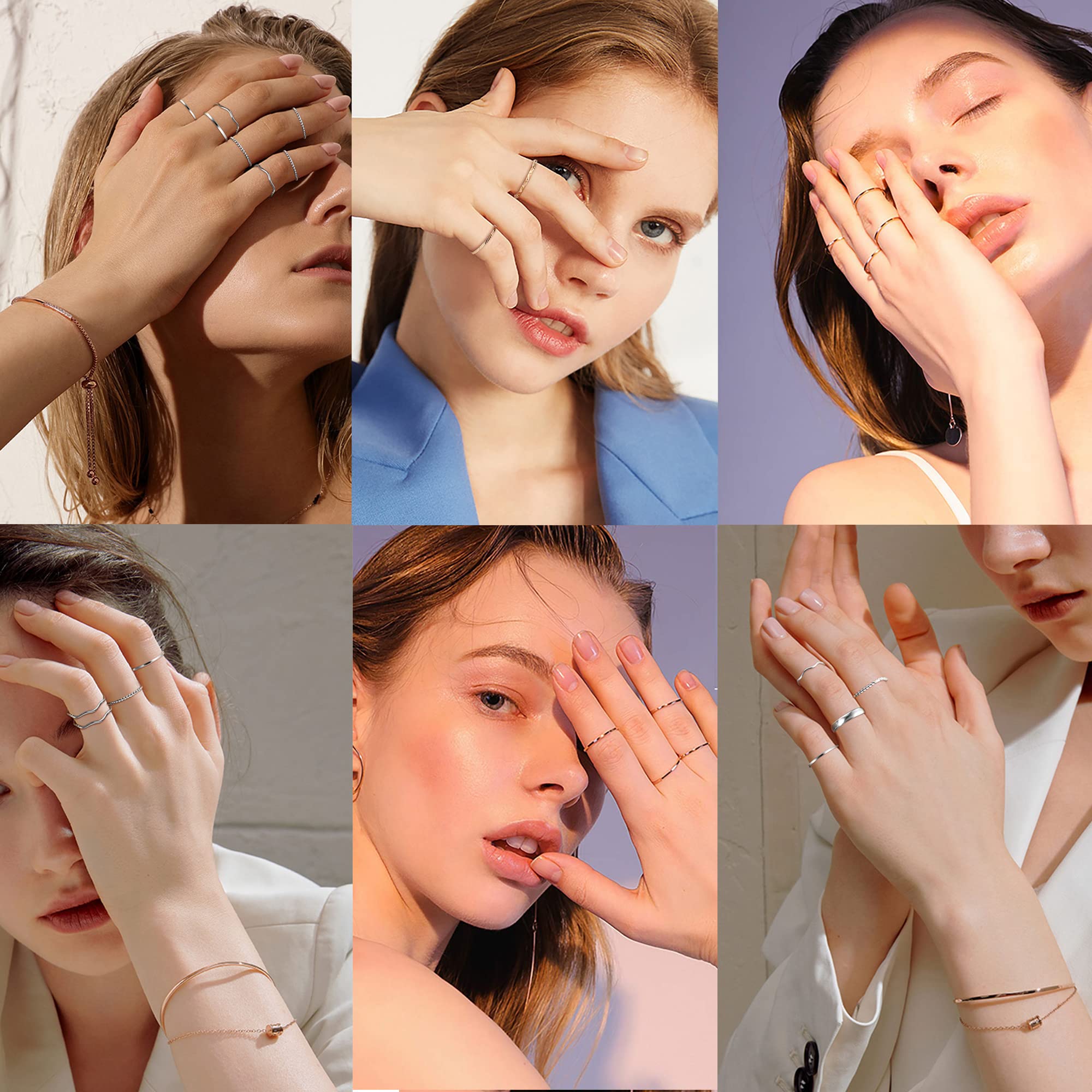 FASACCO 18PCS Plain Band Knuckle Stacking Midi Rings for Women Men Simple Wedding Finger Stackable Statement Rings Comfort Fit Size 4 to 9