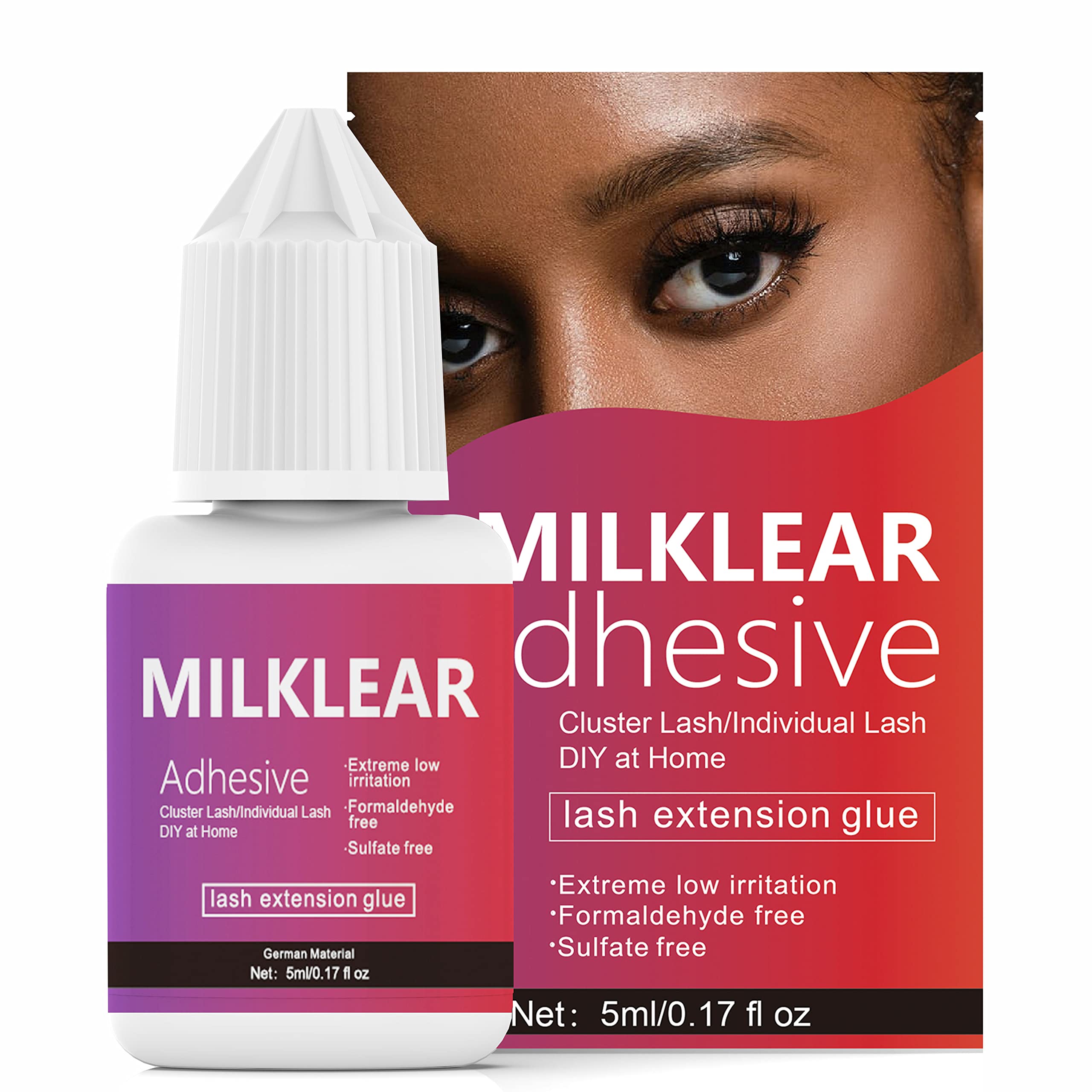 Extra Strong Cluster Lash Glue Lash Extension Glue Sensitive Eyes Long Lasting 3 Weeks Self Application or Professional Use No Fume No Irritation Latex Free 3s Drying Time