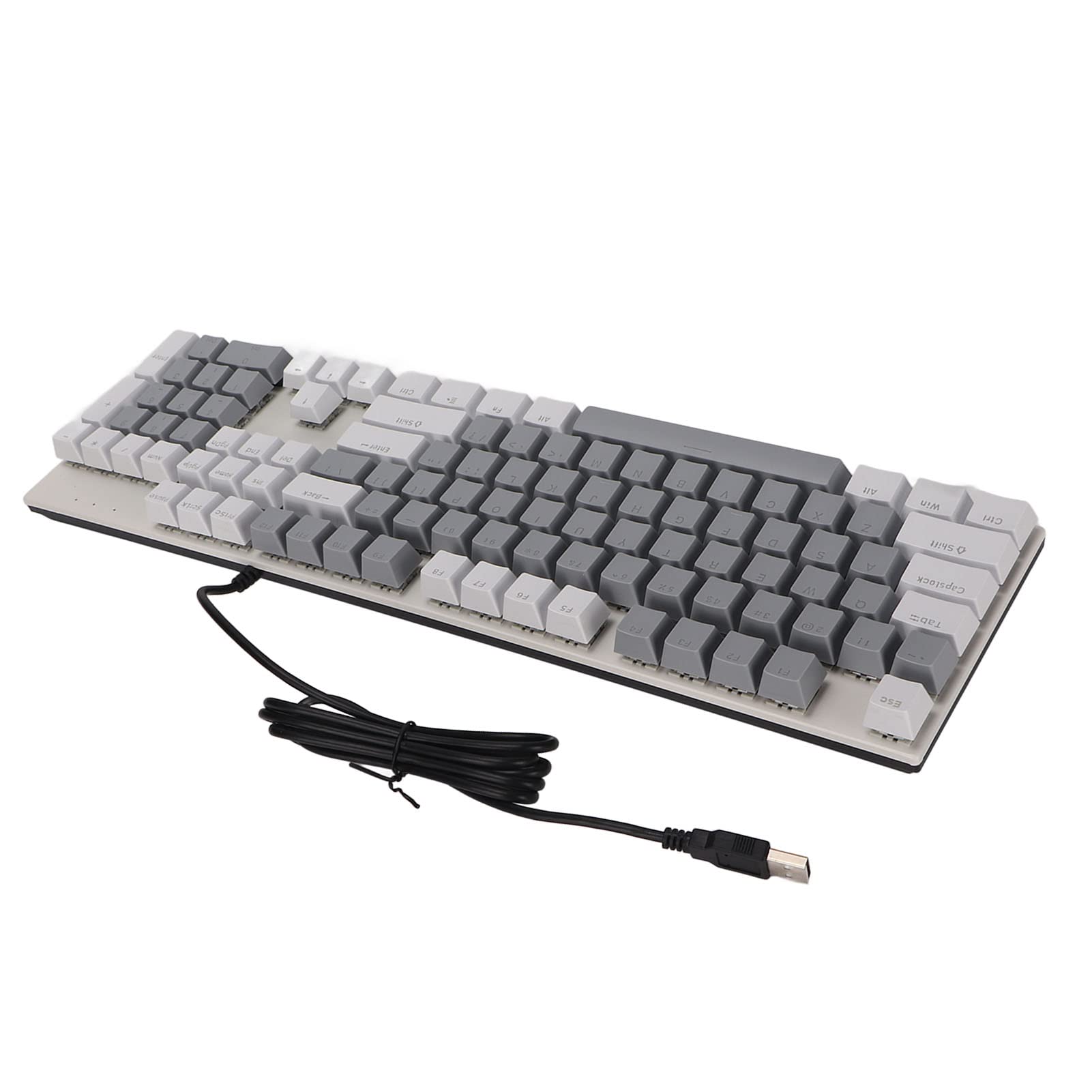 LBEC High Mechanical Gaming Keyboard Aluminum Alloy ABS 104 Keys Blue Switch RGB Durable Ergonomic Mechanical Keyboard for Office Game Room (White Gray)