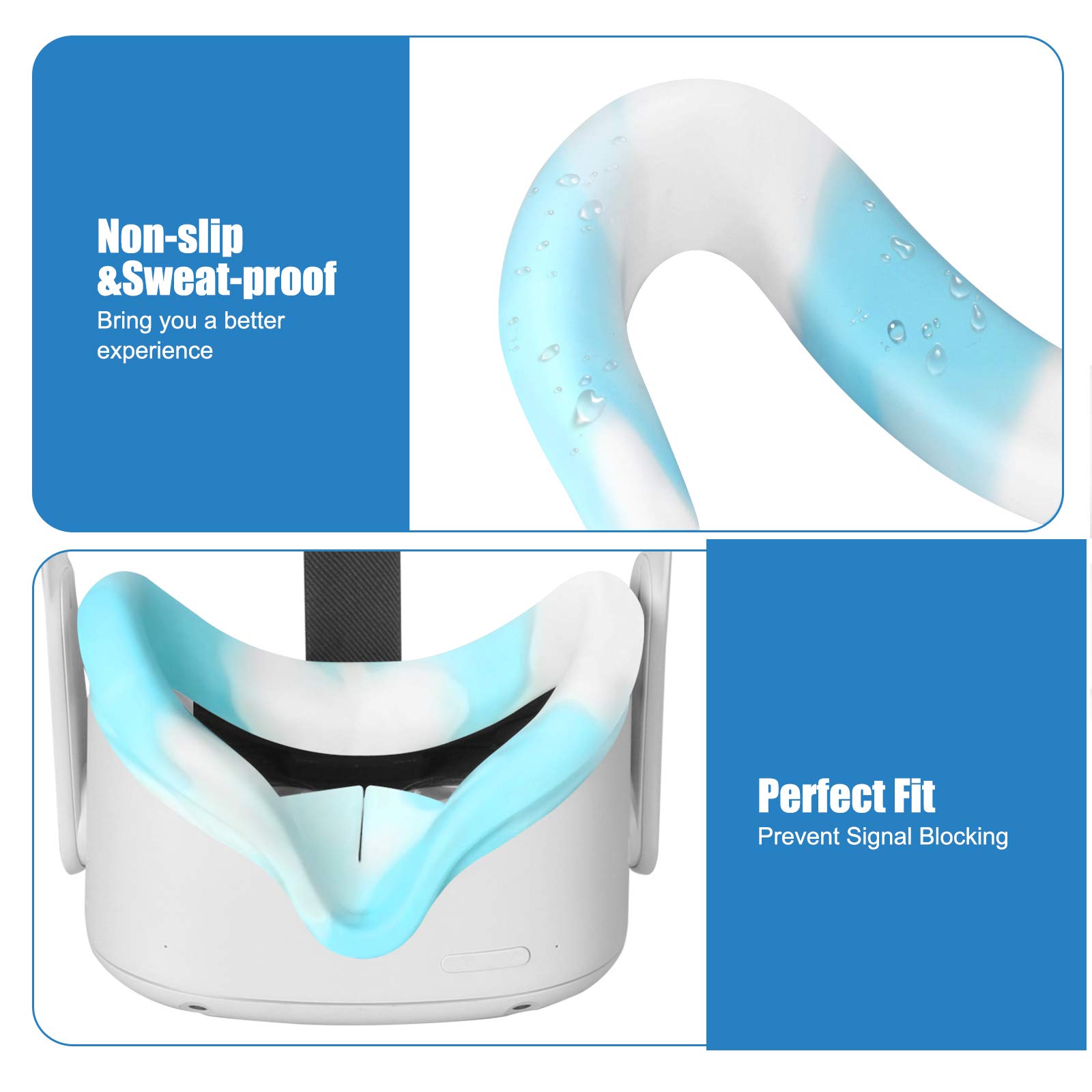 Eyglo 3-in-1 Head Strap for Oculus Quest 2 with Face Silicone Cover & Controllers Grips Covers, Enhanced Support and Comfort Oculus Quest 2 Accessories