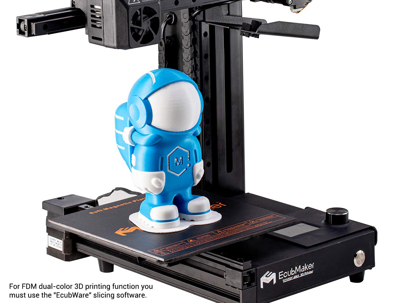 EcubMaker TOYDIY 4-in-1 3D Printer (Dual-Color 3D Printing/Laser Engraving/CNC Carving), Auto Leveling, Upgraded Version(180 x 180 x 180mm)