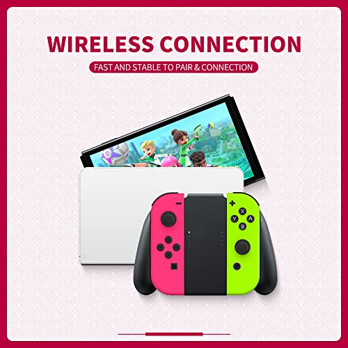 WWOKIND Joy Con Controller Compatible for Switch, Wireless Joypad Replacement for Switch Joycon, Left Right Remote for Switch Controllers Joycon(Pink and Green)