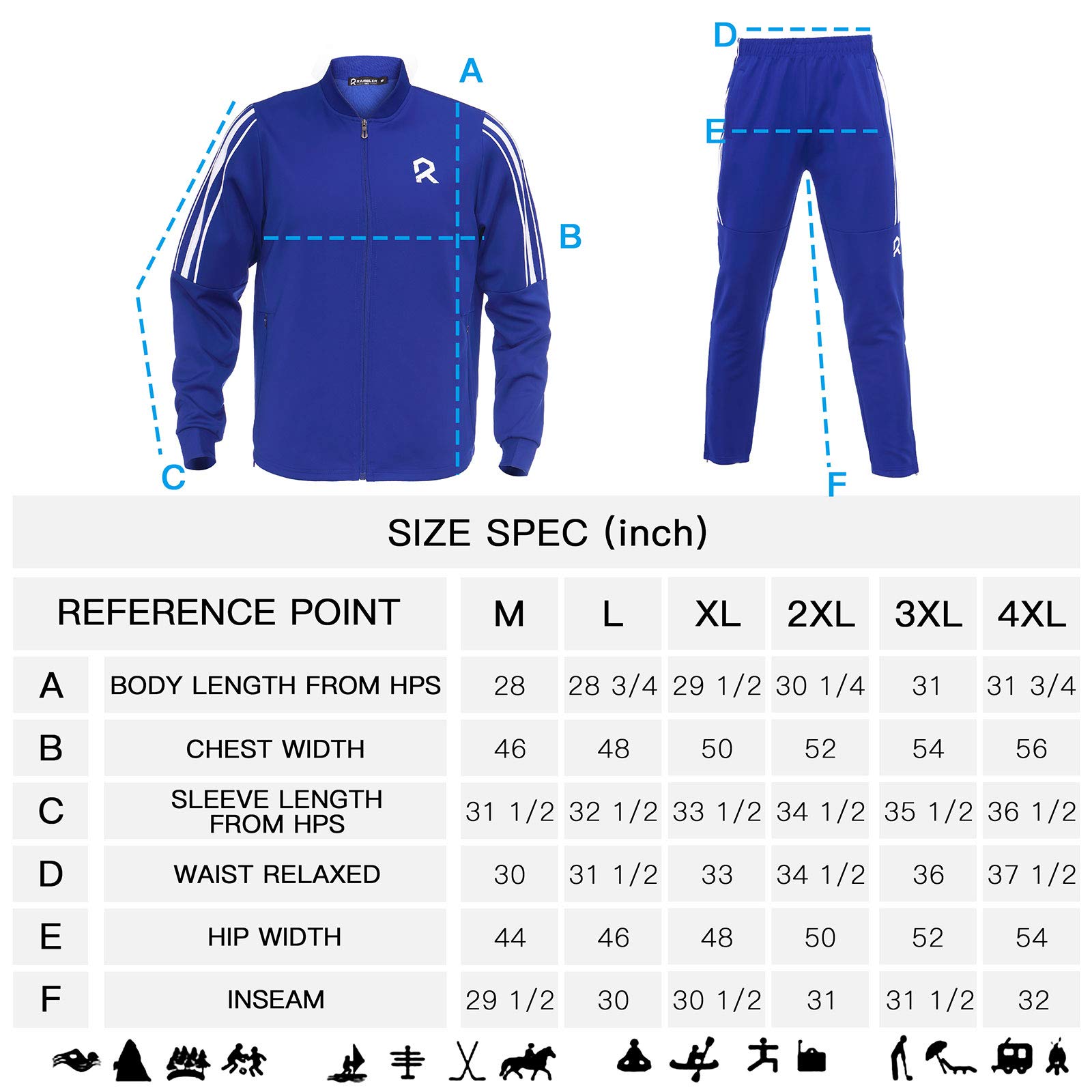 Eylhot Men's Tracksutis 2 Piece Full Zip Casual Polo Sweatsuits Athletic Running Jogging Suits Set with Zipper Pockets(Blue,XXL)