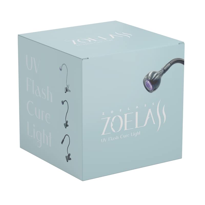 ZOELASS Big Chip 395nm Flash Cure lamp for Gel Nails with Gooseneck and clamp Portable UV Blacklight 5V USB Input (Sliver 2W)