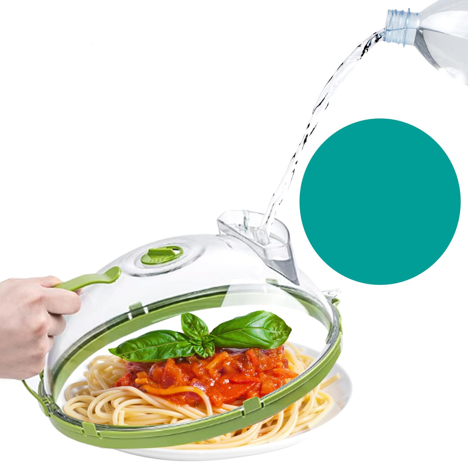 Microwave Splatter Cover with Steamer, Microwave Cover with Water Steamer, Clear Microwave Cover and Silicone Pad for Food, Adjustable Vented Splatter Guard with Handle, Home Kitchen Gadgets
