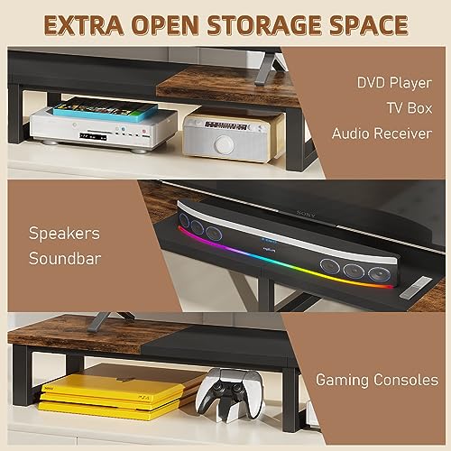 YAOHUOO 47" Large TV Riser for 32-60 inch TV, TV Riser Stand Shelf with Steel Legs,Tabletop TV Stand Riser for Home Office,Rustic Brown
