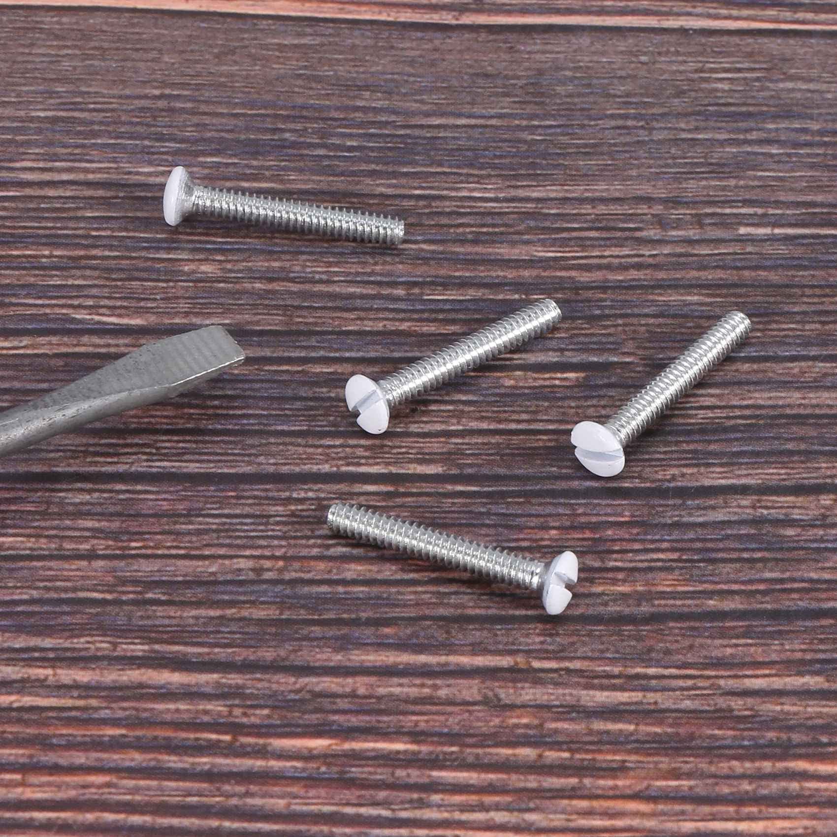 KVSERT 120 Pcs White Wall Plate Screws 1 Inch Long Slotted 6-32 Threads Switch Cover Screws Oval Head Milled Slot Screws Wall