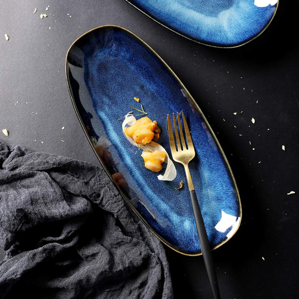 Fish Plate Premium Ceramic Oval Dinner Plates Food Trays Plates Ceramic Oven Safe Trays for Serving Sushi Party Tray Prep Dishes Snack Spaghetti Food Plate Appetizer Tableware