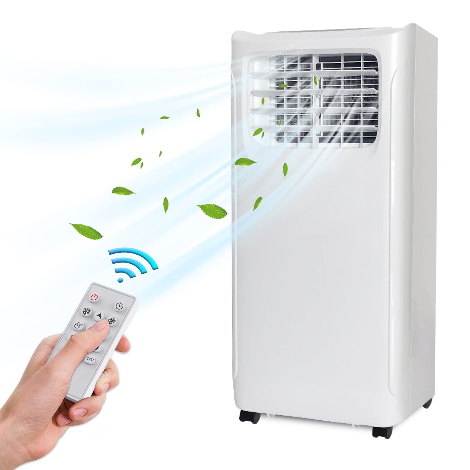 GLOBAL AIR 8,000 BTU Portable Air Conditioner, Powerful Home AC Unit with Built-in Dehumidifier & Fan Mode, Quiet Operation, Includes Remote Control & Window Mount Kit, for Rooms up to 200 Sq.Ft