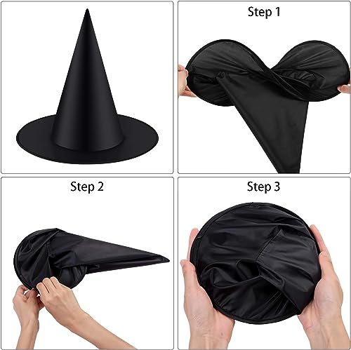 Nenrte Witch Hat, hanging witch hats, Halloween Witch Hats Decorations, Halloween Black Witch Hat Witch Cap Costume Accessory for Halloween Christmas Party(8pcs)