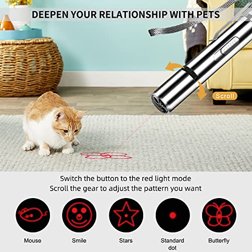Laser Pointer for Cats, Small Cat Laser Toy, USB Laser Pen Kitten Toys, 7 in 1 Rechargeable Cat Toy Laser Light, Multiple Pattern Red Light for Dogs Pets